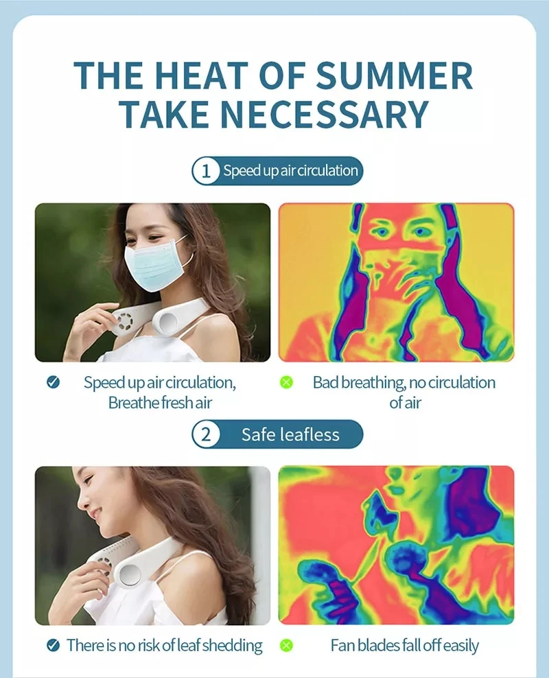 Outdoor Usb Wearable Cooling Mini Personal Necklace Rechargeable ...