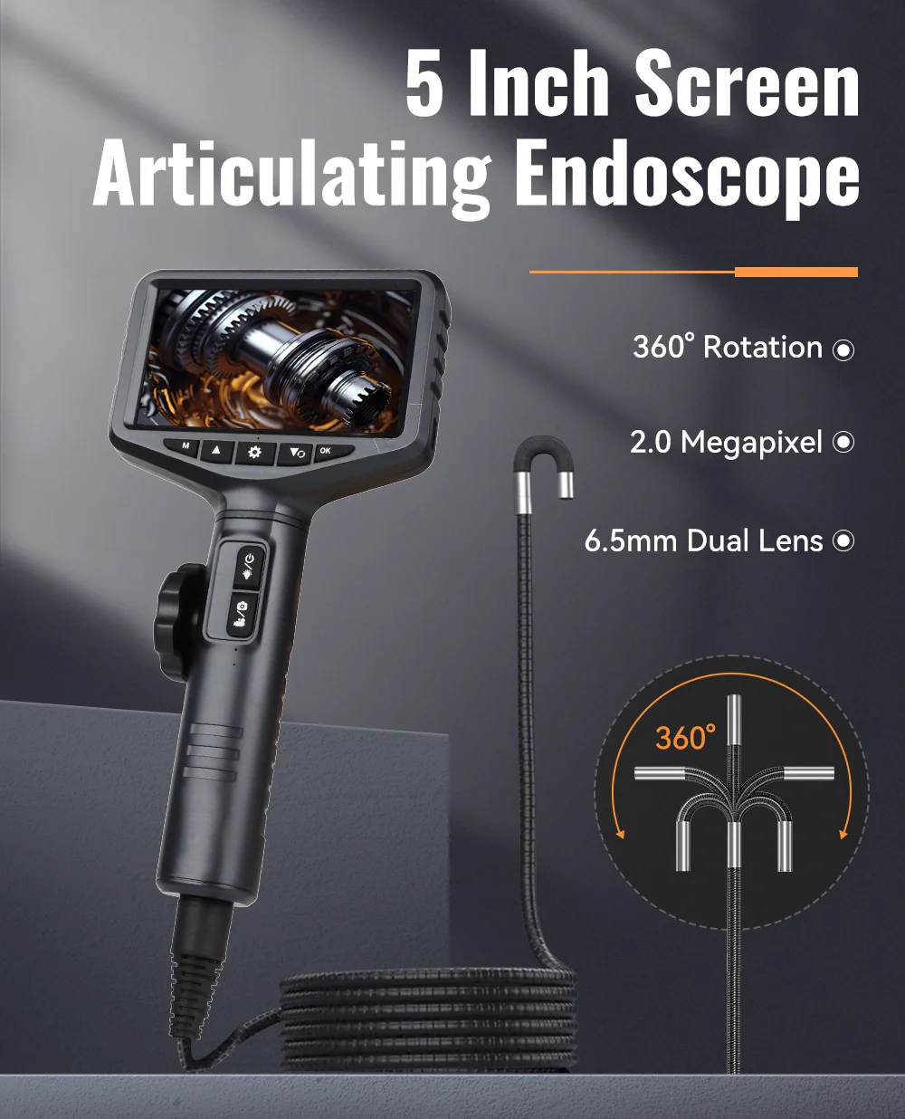 Best Industrial Borescope Inspection Camera 5 " Ips Screen Handheld ...