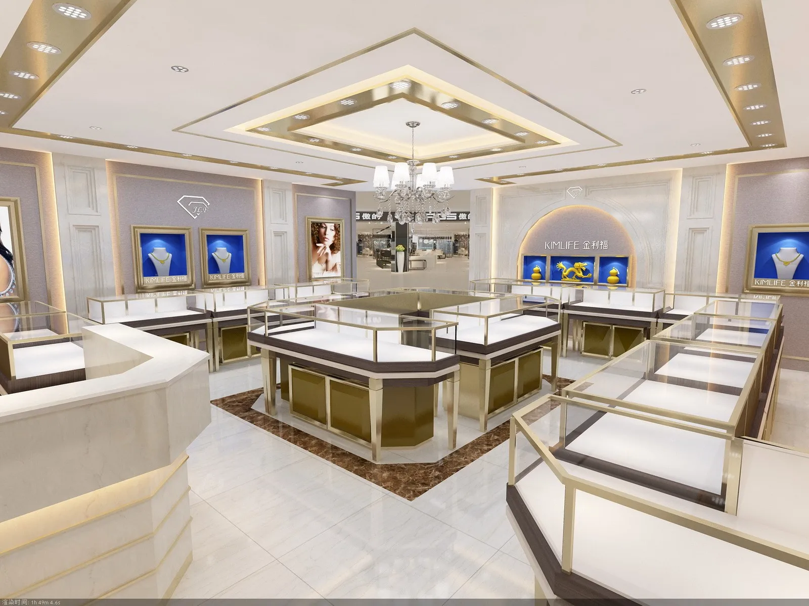 Jewelry Shop Window Display Glass Cabinet Jewelry Display Showcase ...