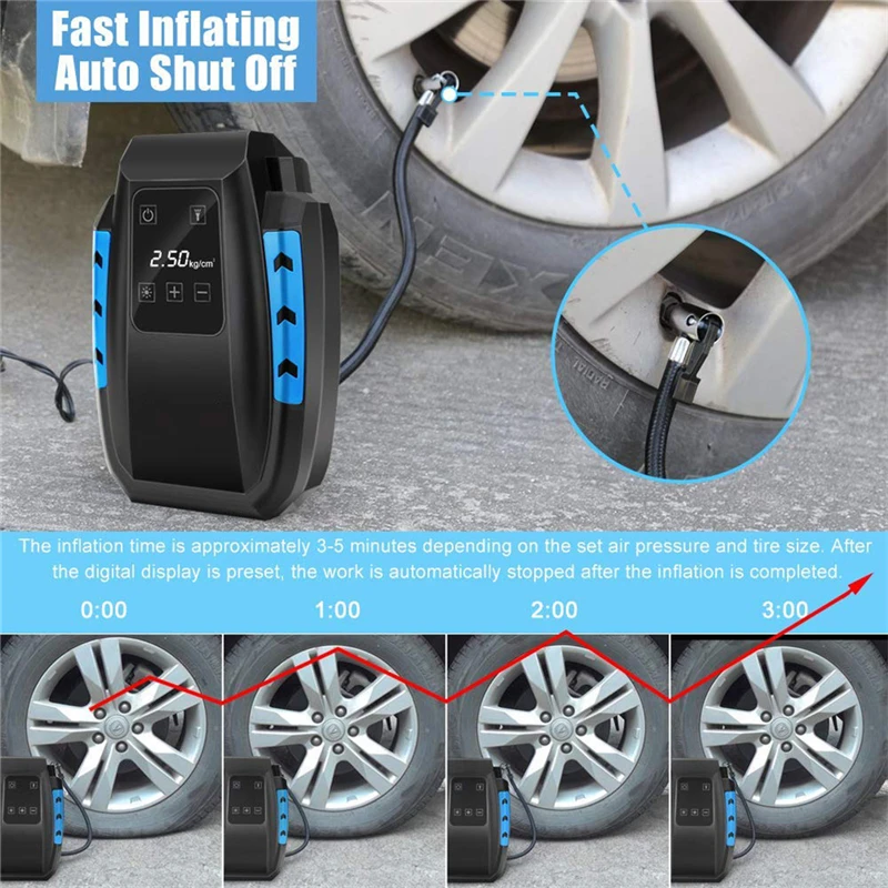 Mini Dc 12v 100w Digital Electric Cordless Car Tire Inflators Auto ...