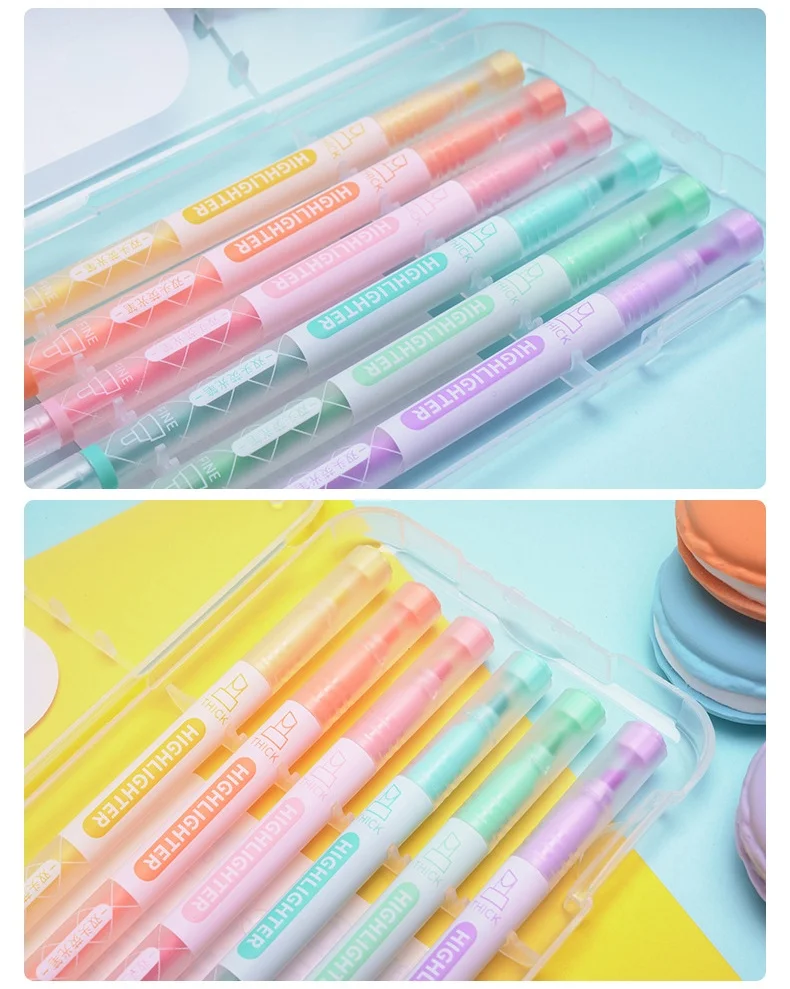 Double-head Highlighter with Stackable Colors & Kawaii Flash