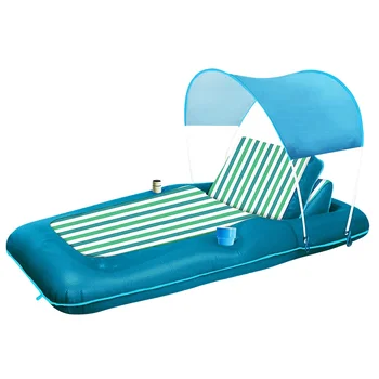 Summer Outdoor Leisure Inflatable Mesh Tanning Pool Lounger With Sun ...