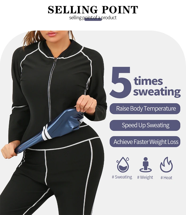Customized Logo Sauna Suit for Women and Men Slimming Sweat Sauna Jacket Sauna Shirt Long Sleeve ...