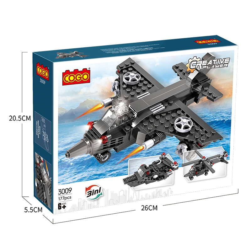 Cogo Deformation Model Building Blocks 3in1 Fighting Flying Helicopter ...