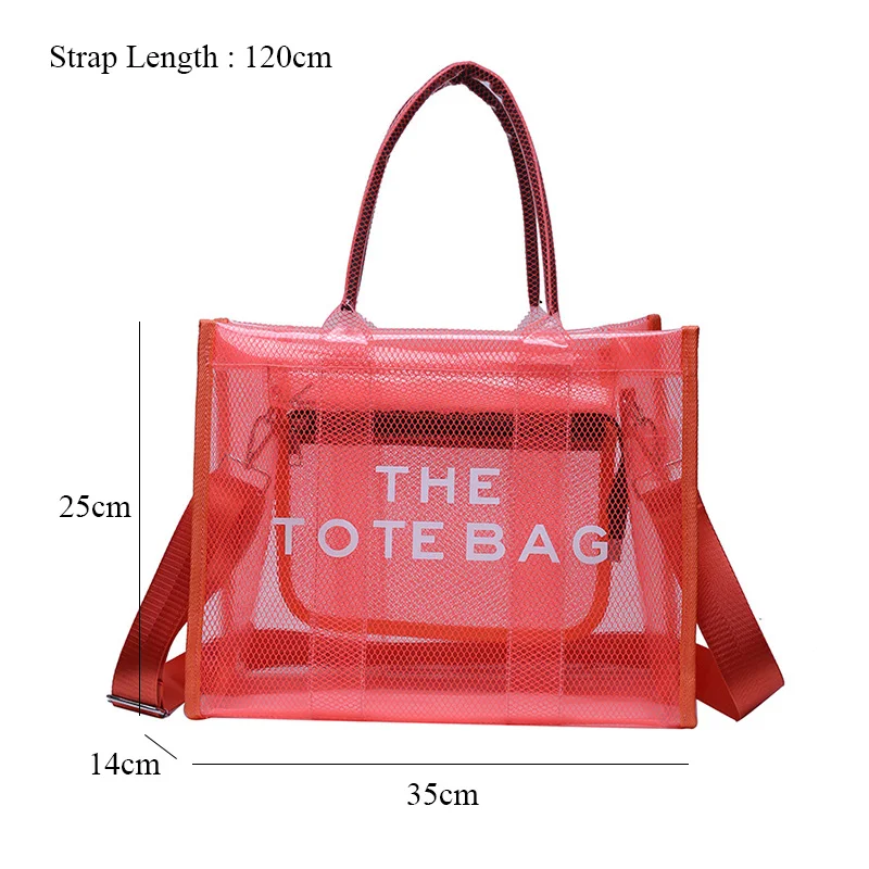 Fashion Transparency Pvc Clear Tote Bags Shoulder Handbag Beach Bag ...