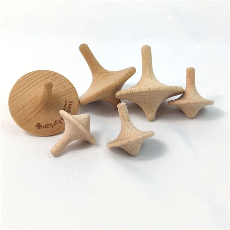 Beech Wood Spinning Top Wooden Gyro Classic Interesting Children ...