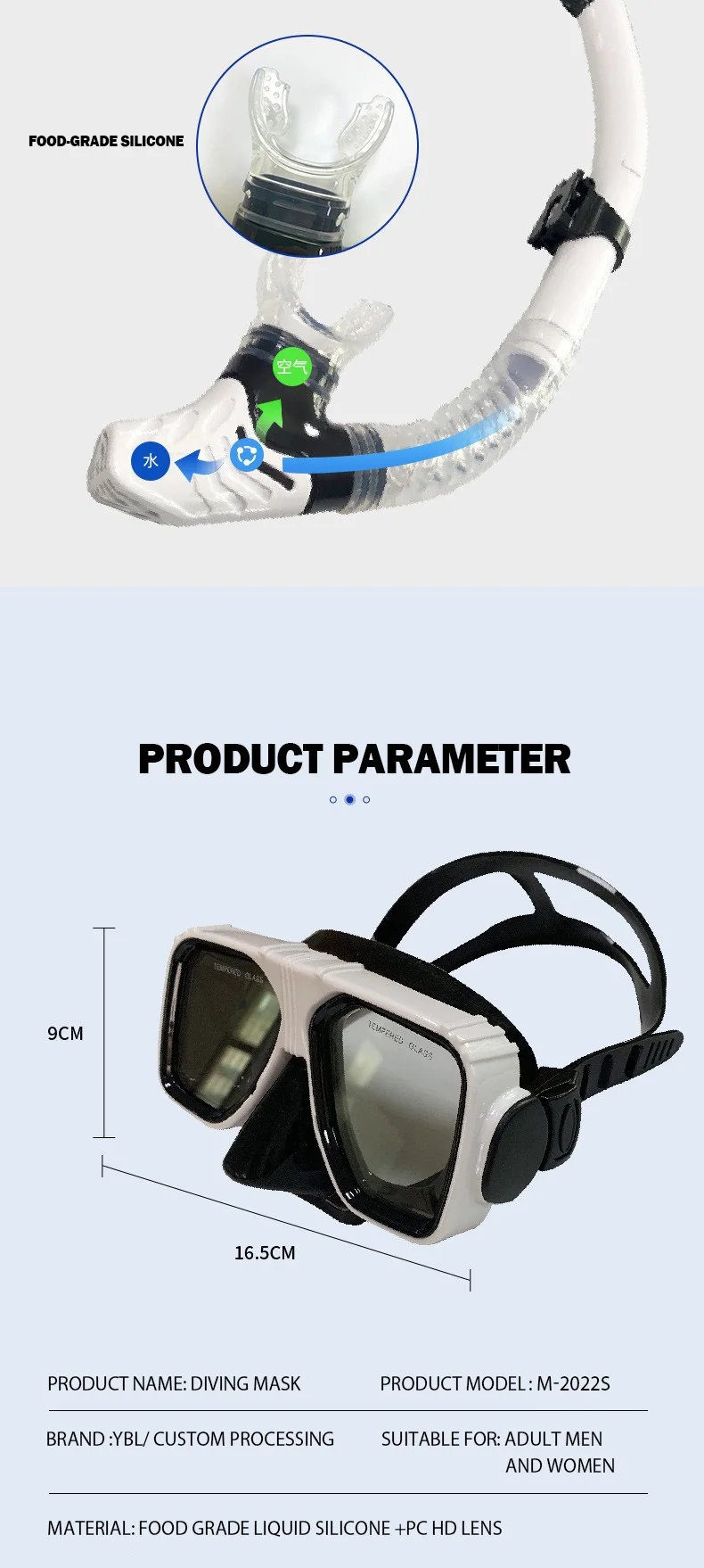 Custom Portable Lightweight Adult Snorkeling Mask Soft Silicone Diving ...