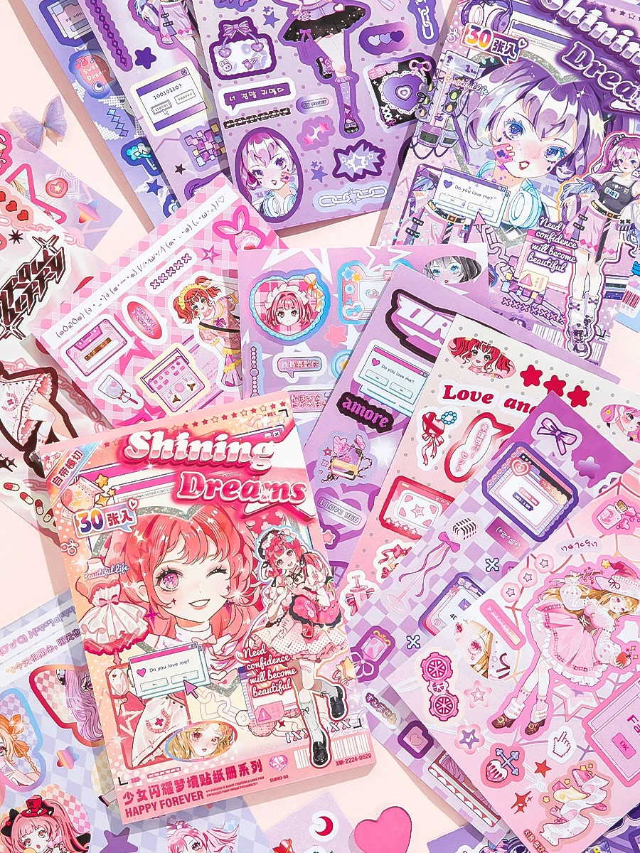 Simno 30 Pages Cute Girl Washi Sticker Book Adhesive Label Decorative ...