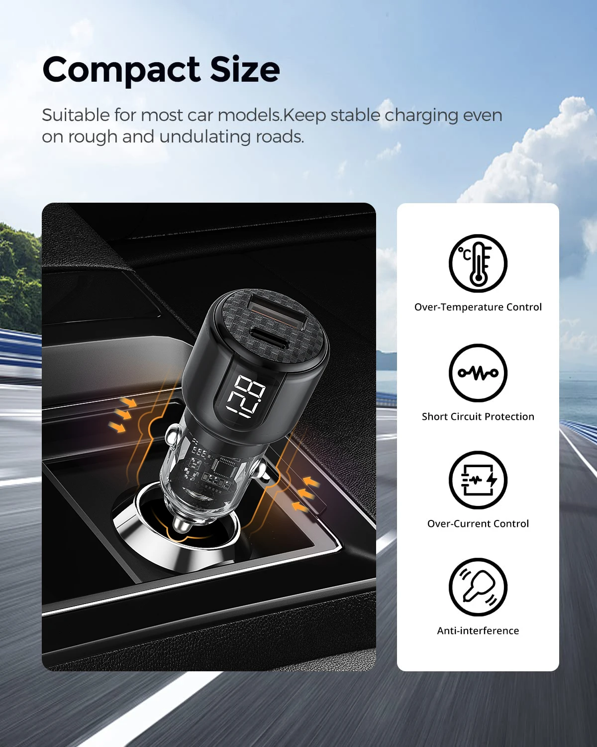 2023 Transparent Charger 45w Car Usb Charger Led Display Voltmeter Pd ...