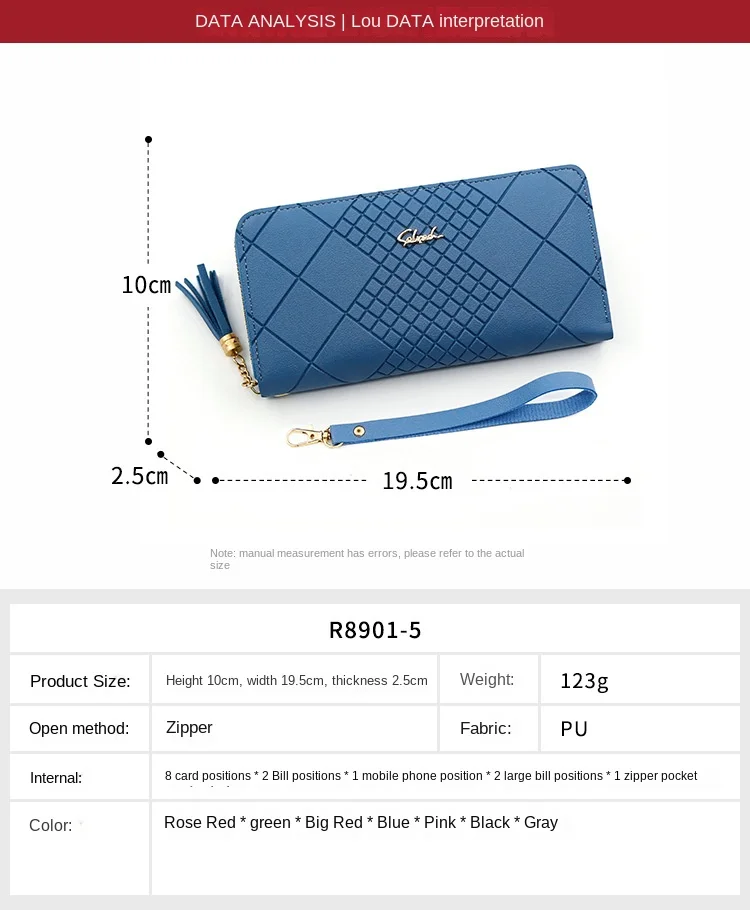 Women Long Wallets Zipper Top Quality Soft Pu Credit Card Holder Female ...