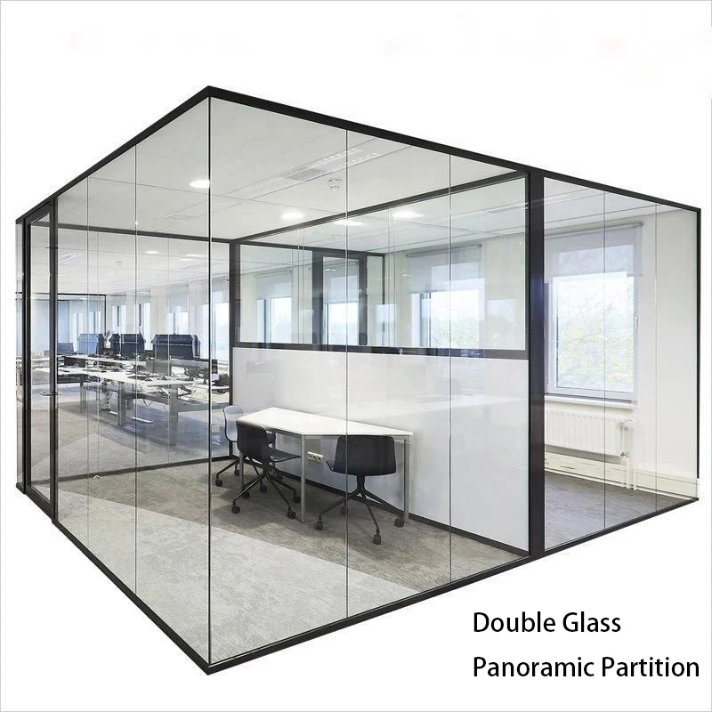 Soundproof Frameless Glass Partition Curved Office Glass Full Height ...