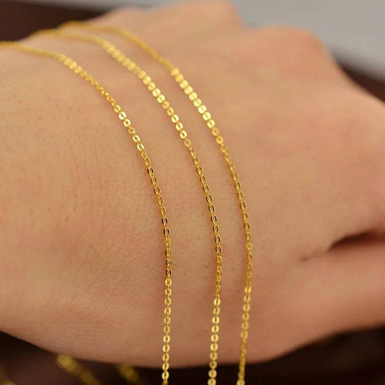 18k Pure Gold Chopin Necklace Woman O-chain Au750 Gold Necklace Jewelry ...