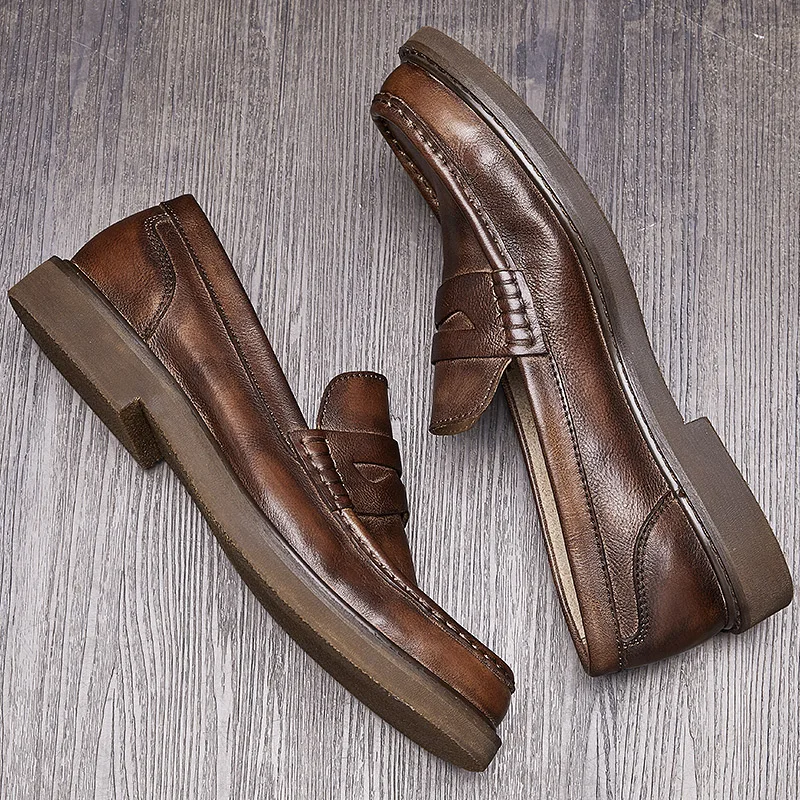 Factory Production Men's Leather Shoes Soft Shoes Made Of Man Genuine ...