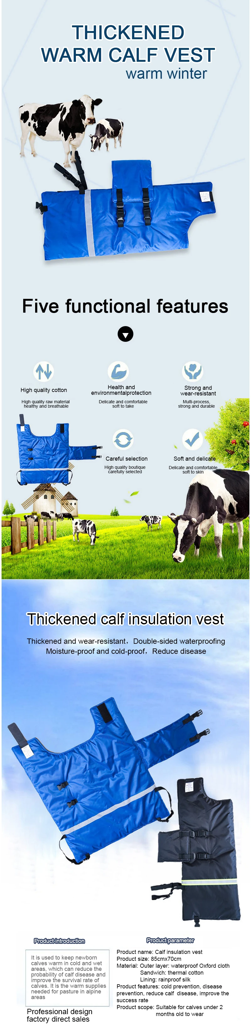 Livestock Waterproof Calf Coat Blanket Thickened Cattle Vest Calves ...