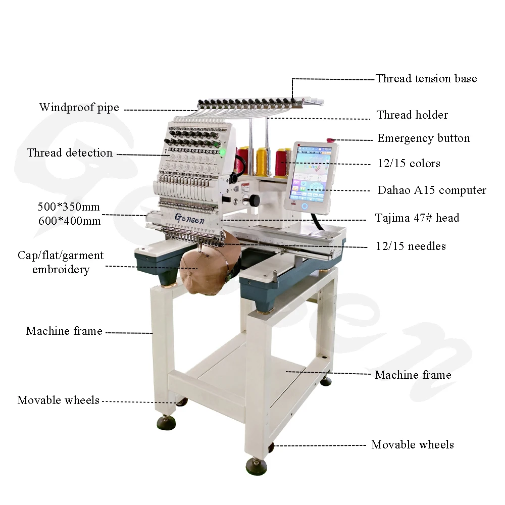 Dahao A15 PRO Single Head Embroidery Machine for Home Use Sewing Logo ...