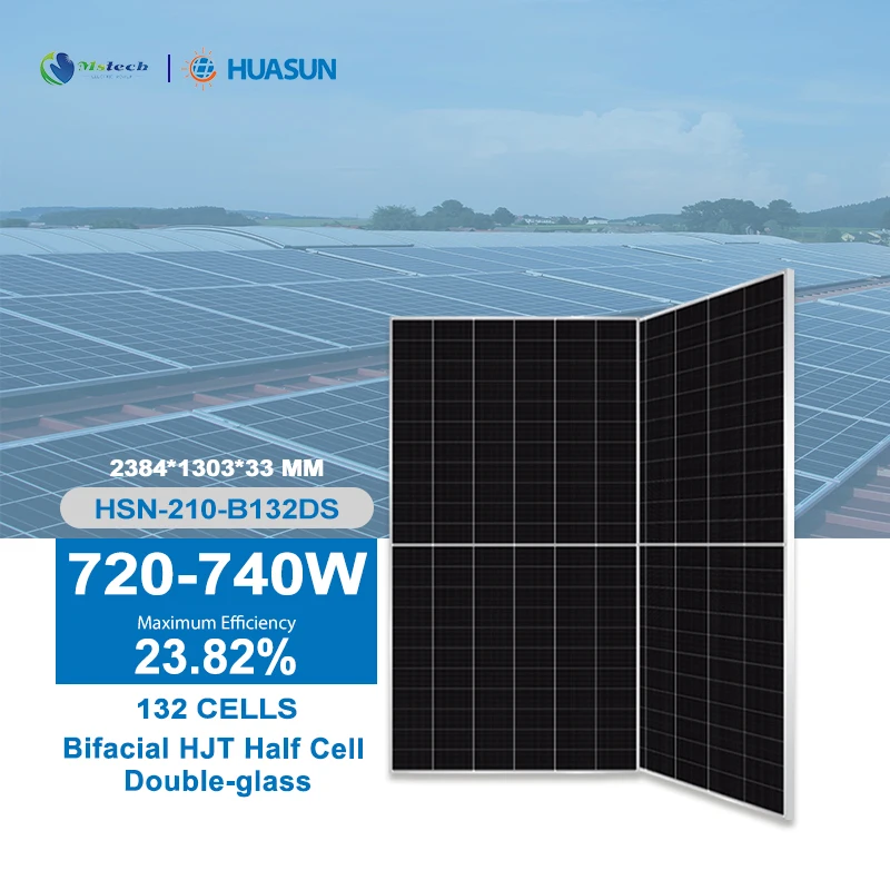 Huasun Hs-210-b132ds Paneles Solares Bifacial Hjt Half Cut Cell 720w 725w 730w 735w 740w Power ...