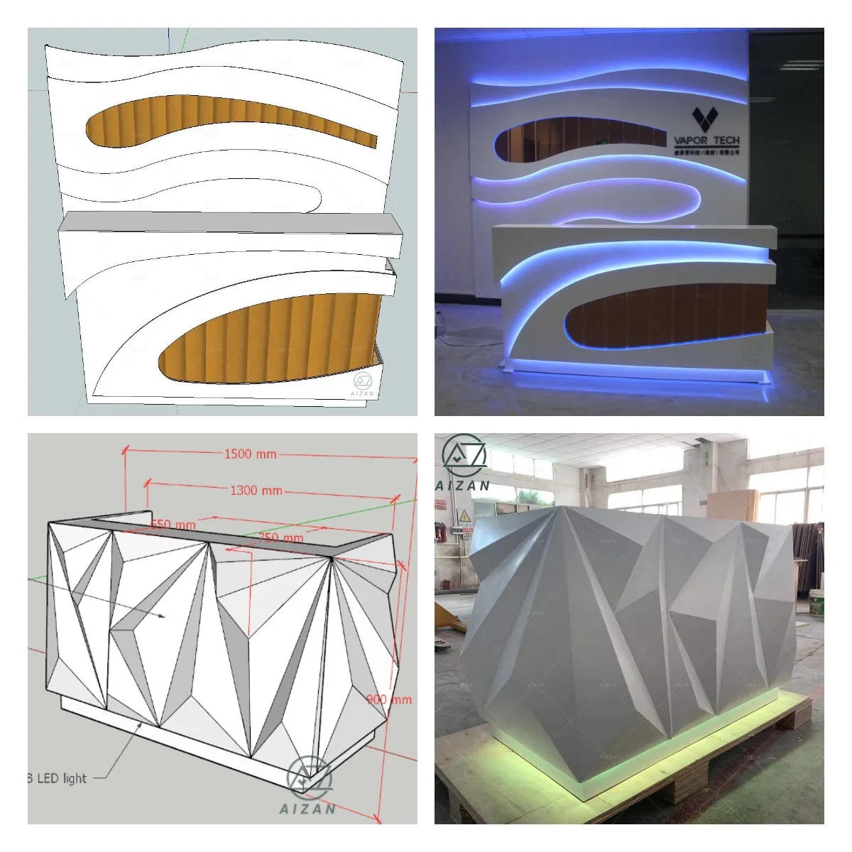 Custom Design TV Studio News Desk Counter - Modern Broadcast Desk
