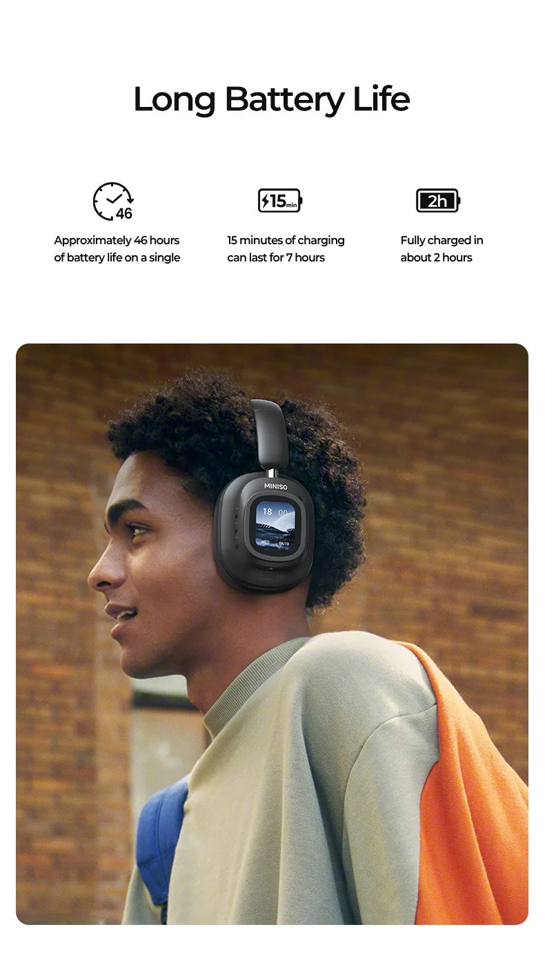 Miniso G90 Bluetooth Headset - ANC, Stereo, and Touch Screen