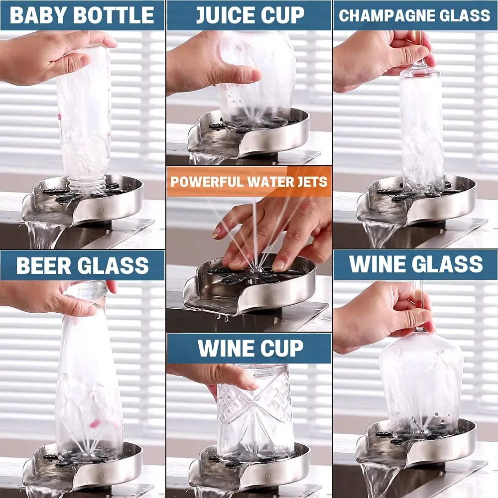 Stainless Steel Grandiance Glass Rinser - Bottle Cleaner for Sink
