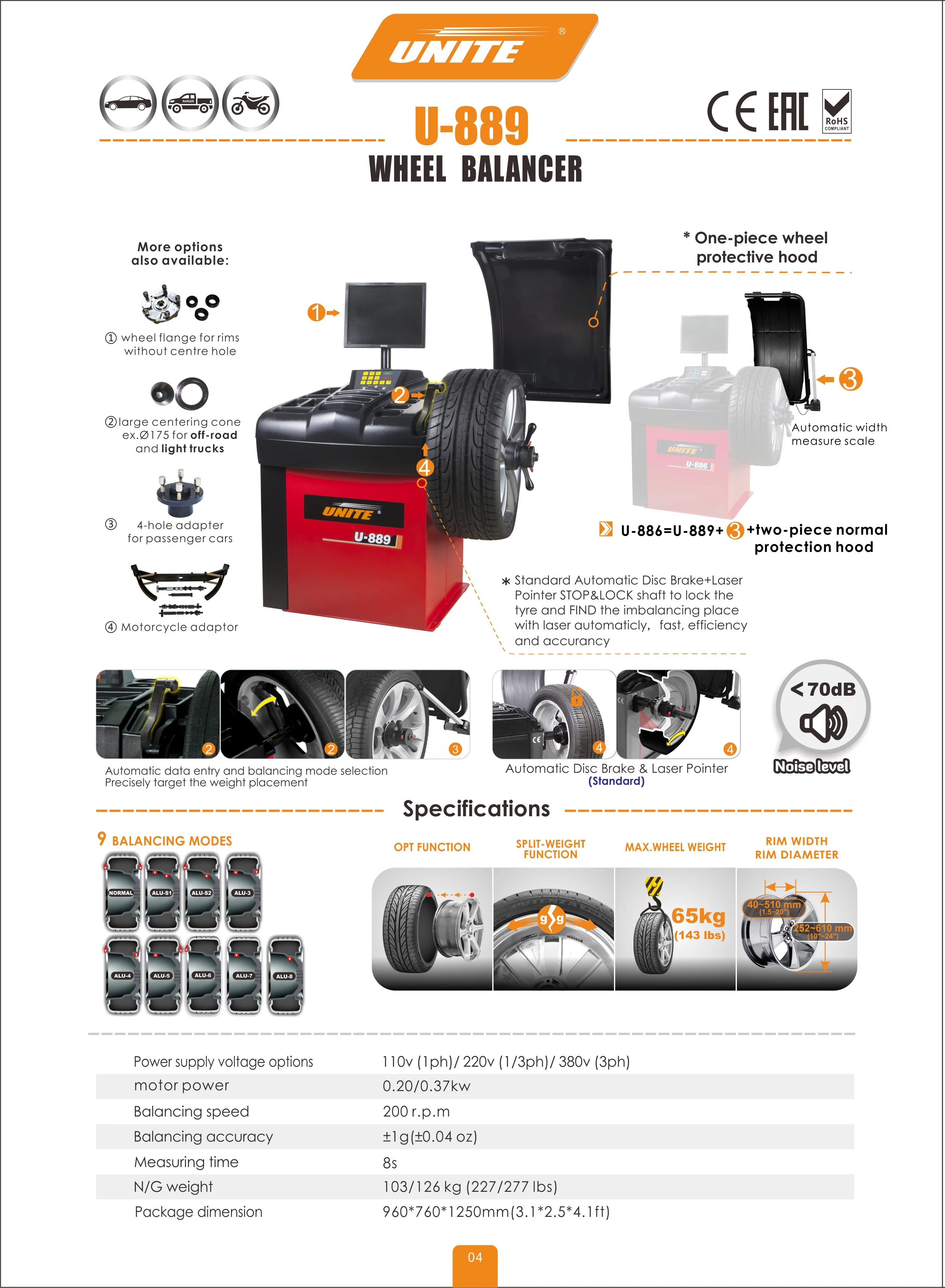 U-889 Tire Balancer Wheel Balancing Machine 3d Computerized Wheel ...