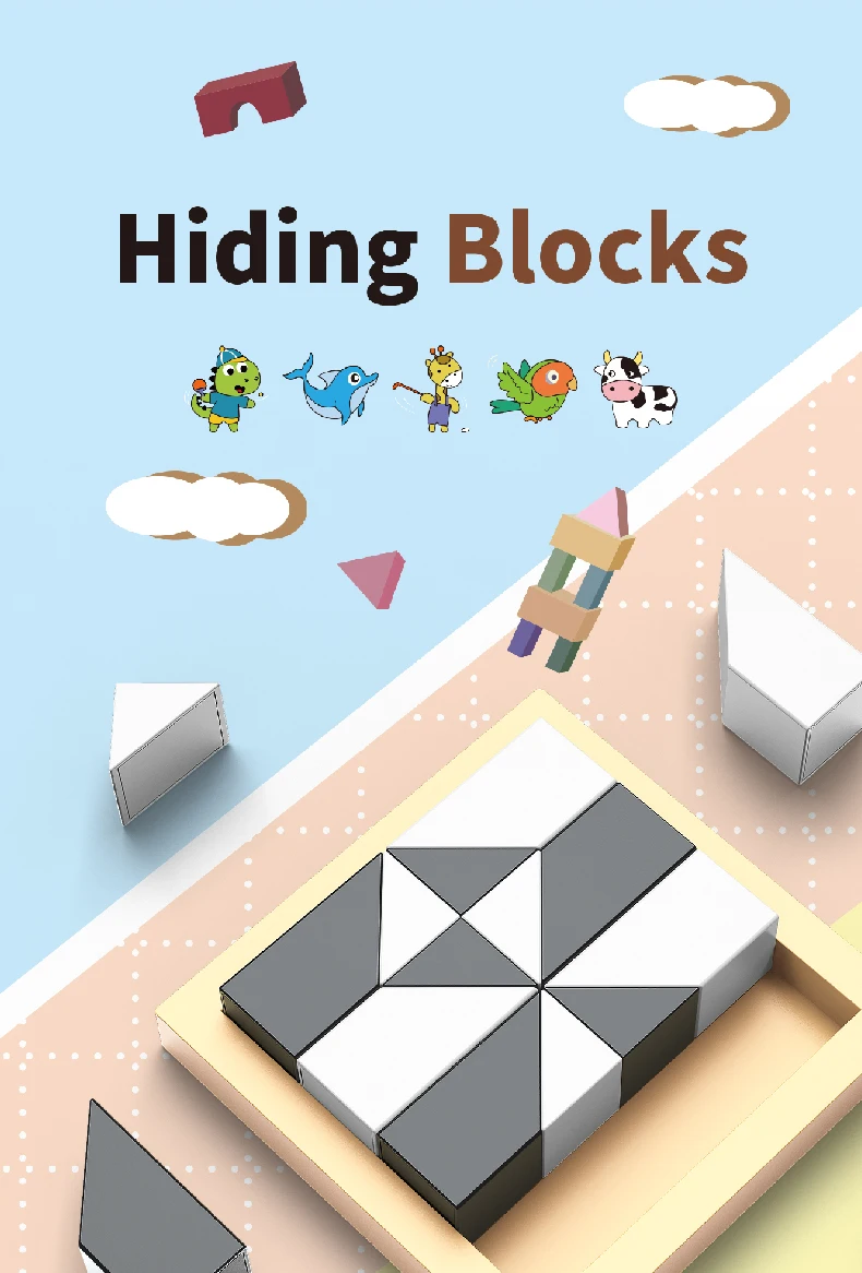 2024 Children Early Learning Hiding Blocks Montessori Shape Cognitive ...