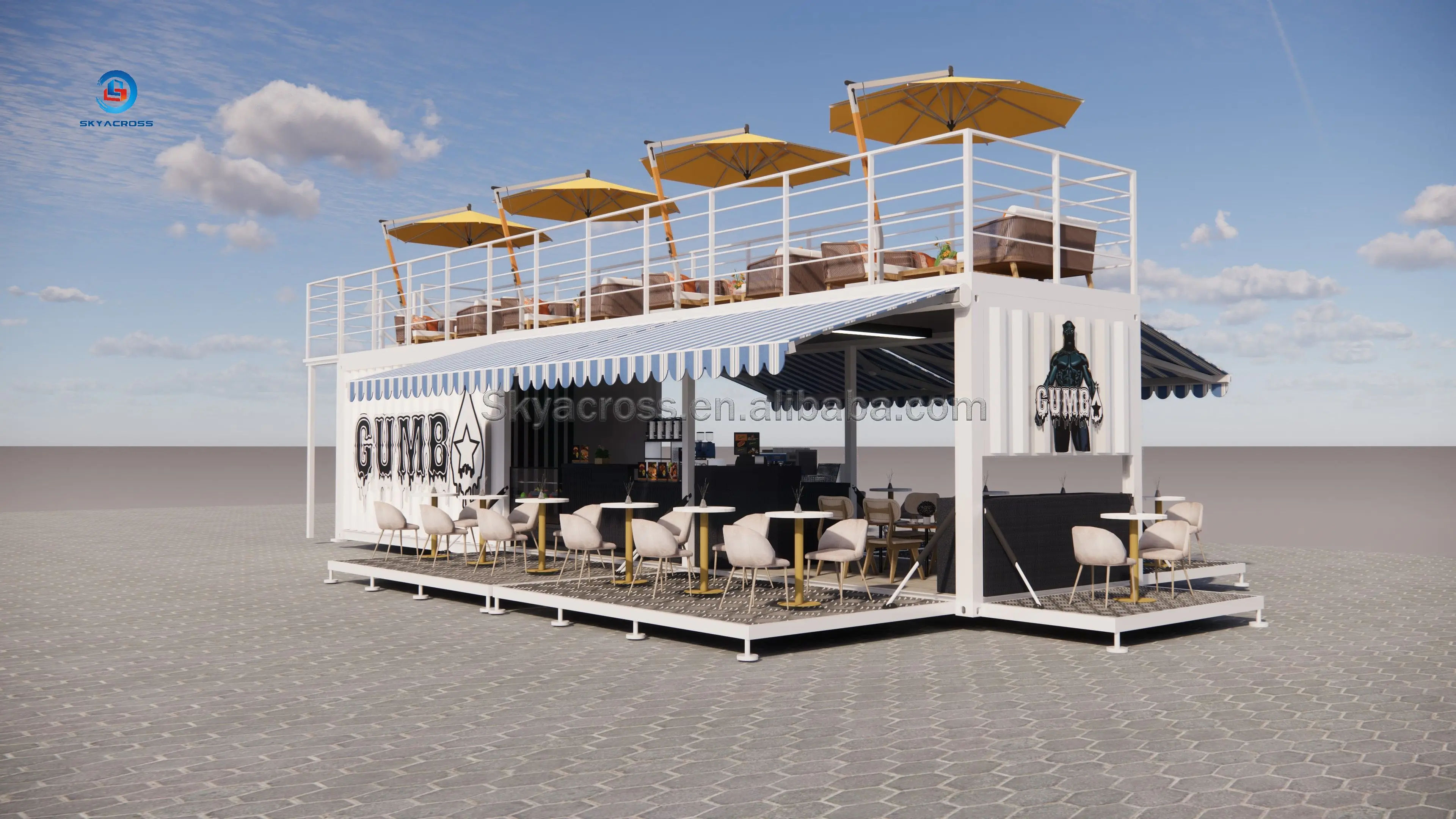 40FT Two-Story Pop-up Shop Container - Ideal for Coffee & More