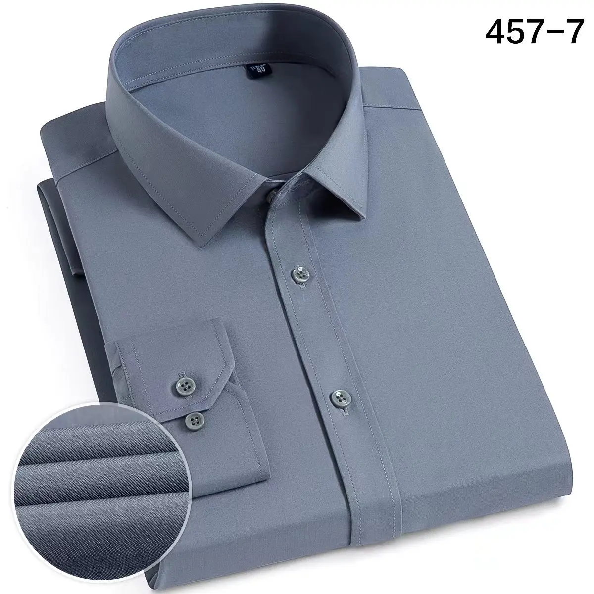 New Style Bamboo Fiber Shirt Men's Shirt Solid Color Elastic Non-iron ...