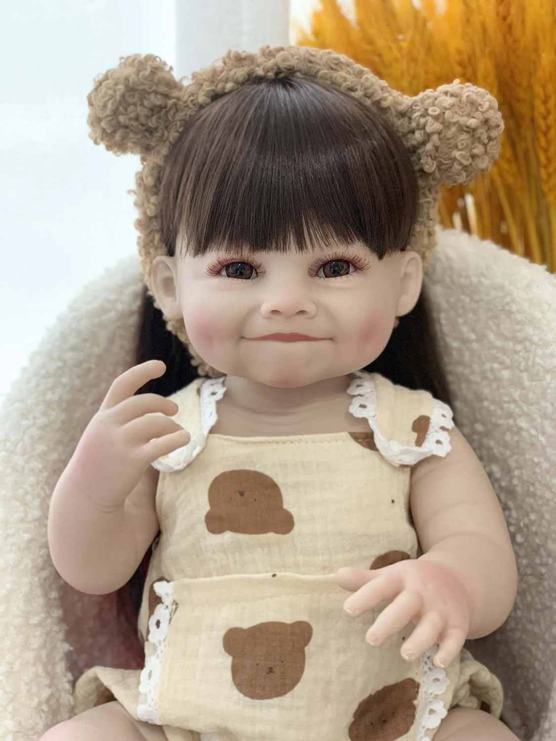 R&B 48cm Realistic Smiling Awake Reborn Toddler Girls Boneco