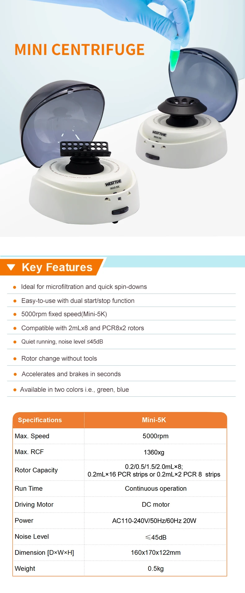 West Tune Mini-5k Portable Mini Laboratory Centrifuge Price - Buy Mini ...