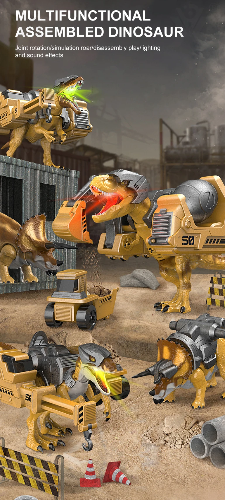 Chengji Kids Diy Multifunctional Disassembled Dinosaur Toys 3d Creative ...