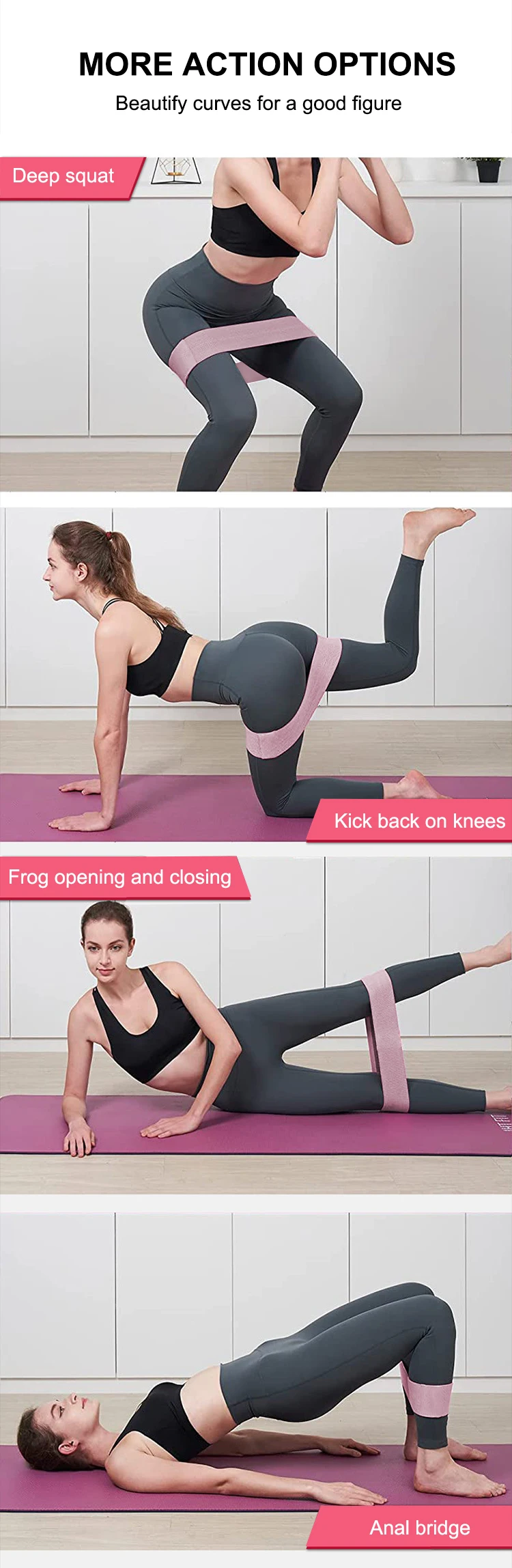 ProCircle Hip Resistance Bands Exercise Workout Bands Non Slip Cloth ...