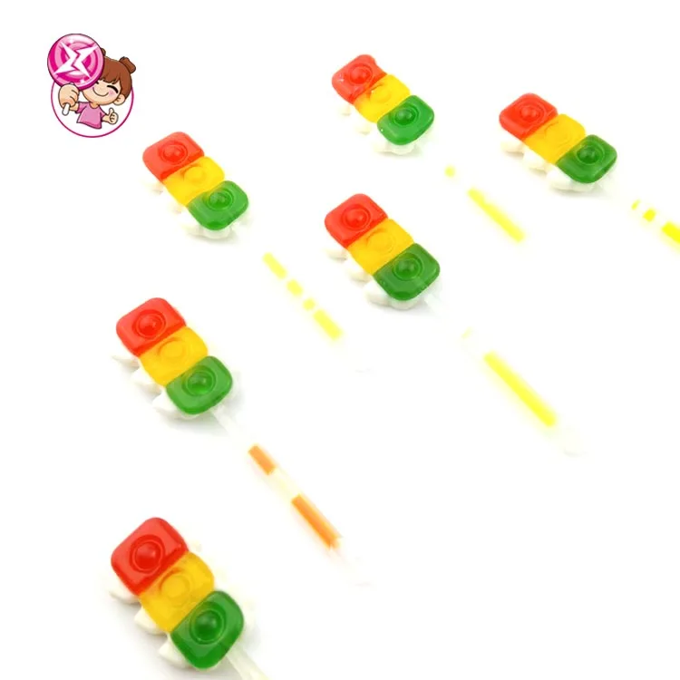 Halal Traffic Lights Shape Fruity Fluorescent Glow Stick Lollipop Hard ...
