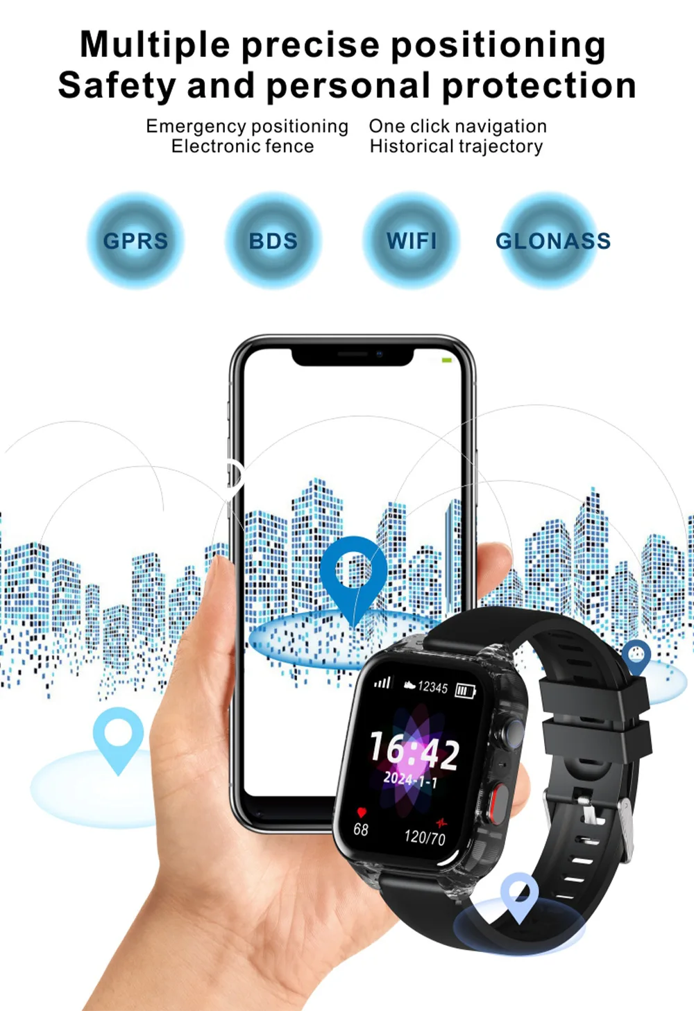 Vl13 Ecg Ppg Blood Oxygen Smart Watch Sim Card Gps Track Ecg Heart Rate ...