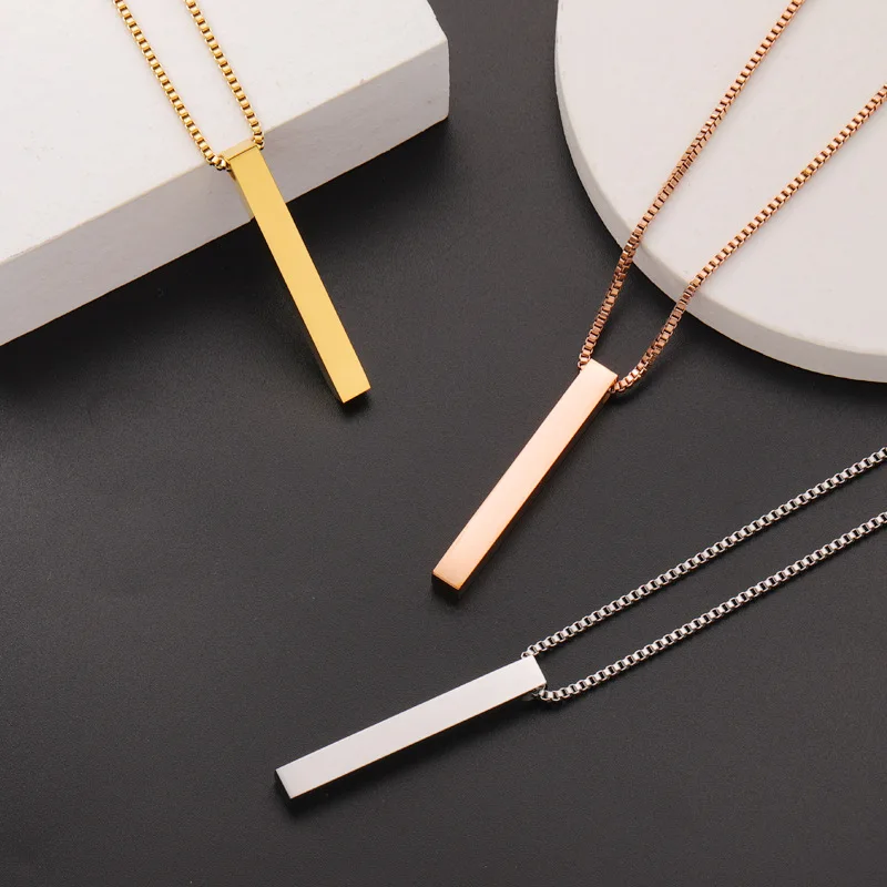 Customized Vertical Bar Necklace Stainless Steel Simple Distorted ...