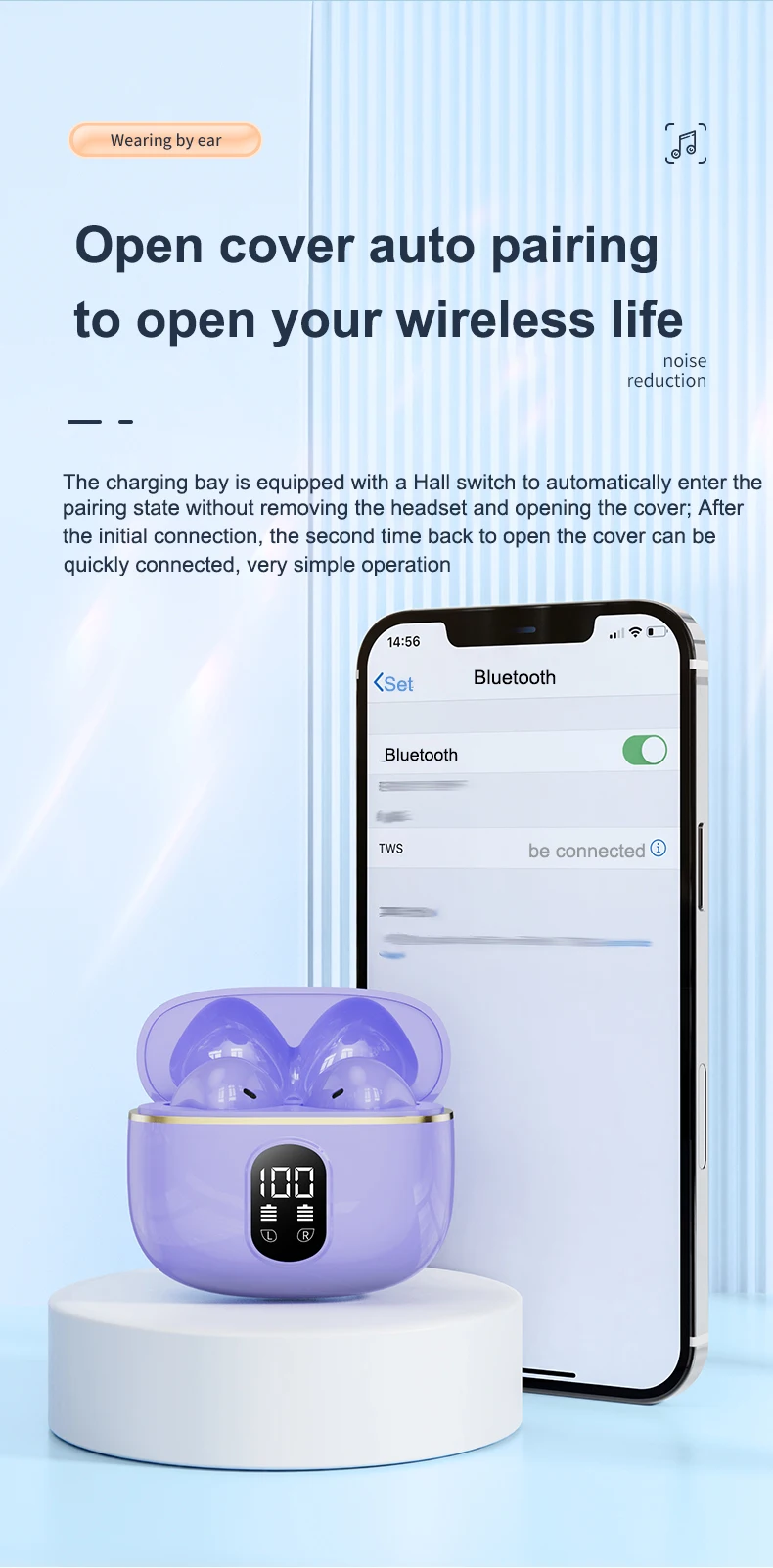 New X87 Wireless Bluetooth Headset Tws In-ear Touch Intelligent Noise Cancellation Digital ...