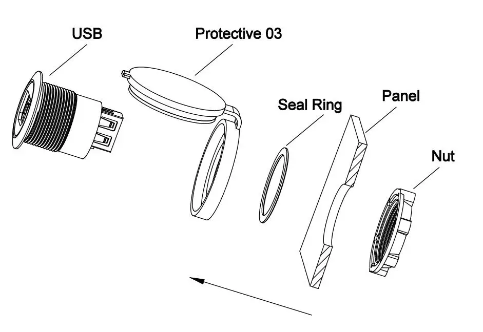 Type B Usb Connector Panel Mount Black Metal Shell Panel Mount ...