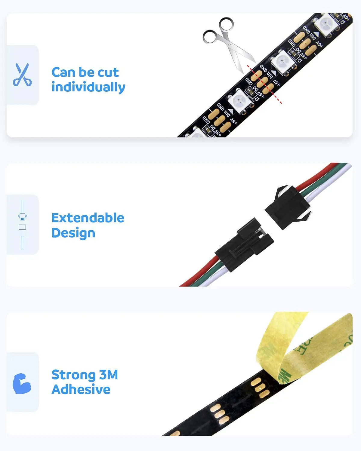 Ws2812b Led Strip Lights Addressable Flex Neon Rgb Smd5050 5v 12v ...