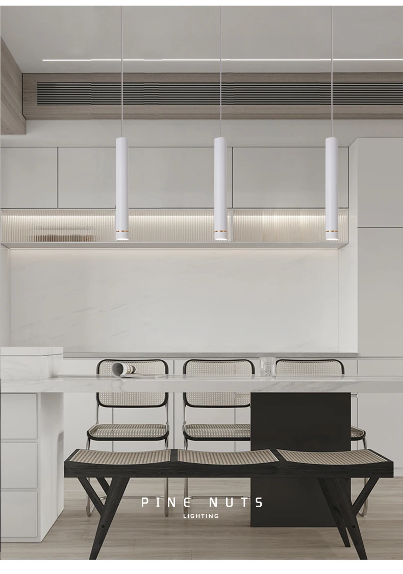 Simple Long Barrel Pendant Light Nordic Led Chandelier For Restaurant ...