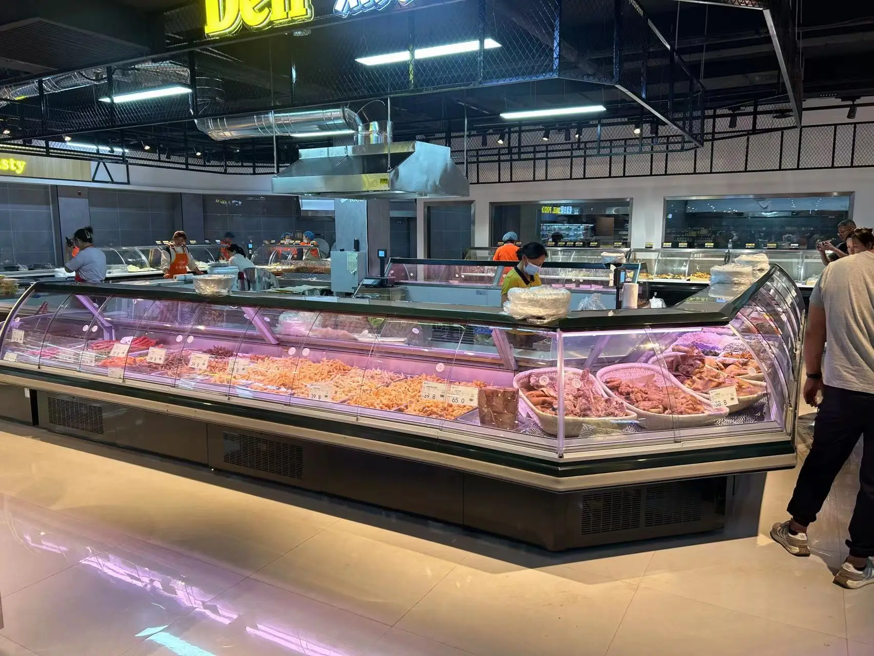 Commercial Curve Glass Meat Display Butcher Equipment Fan Cooling ...