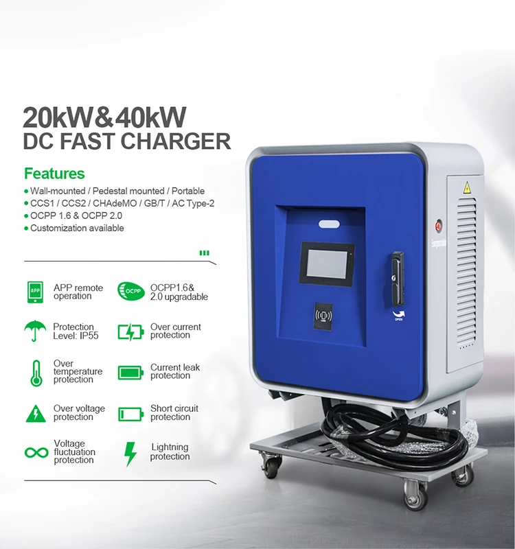 Movable Ev Dc Fast Mobile Ev Charger Ocpp Charging Station 7inch Touch Screen Rfid Card Function ...