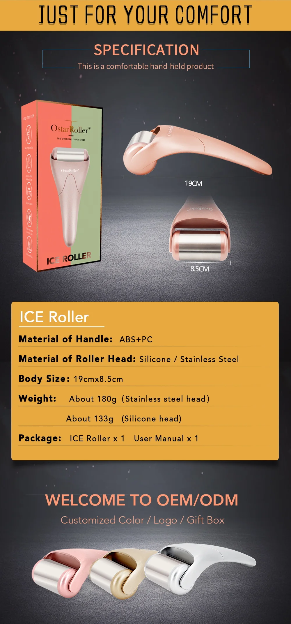 Ostarbeauty Cold Therapy Custom Face And Body Ice Derma Roller Massager ...