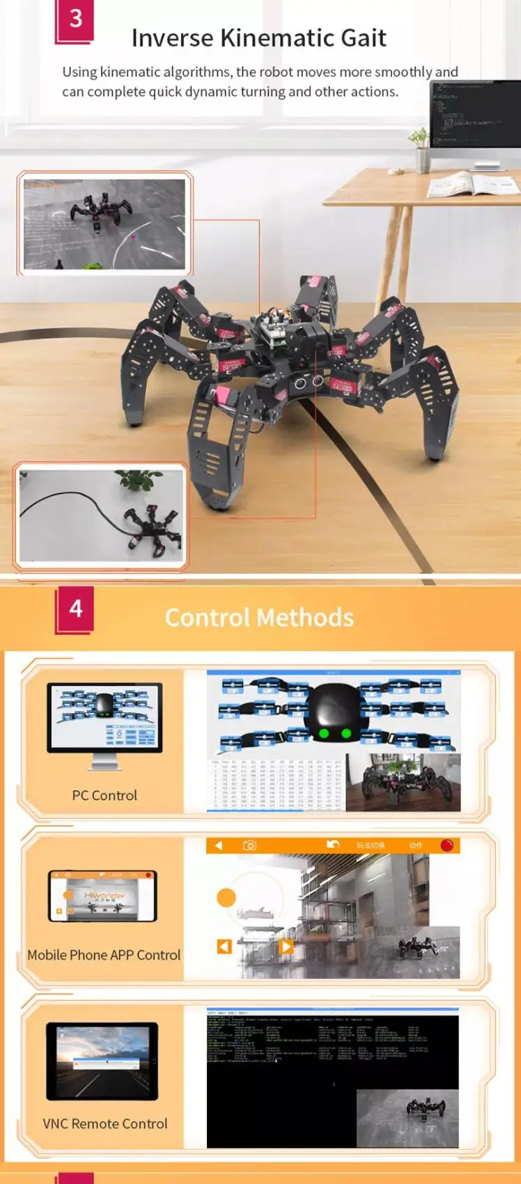 Hiwonder Spiderpi Steam Programming Hexapod Robot Powered By Raspberry ...