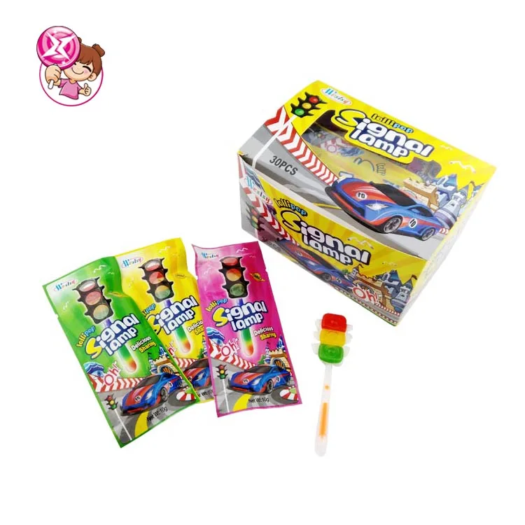 Halal Traffic Lights Shape Fruity Fluorescent Glow Stick Lollipop Hard ...
