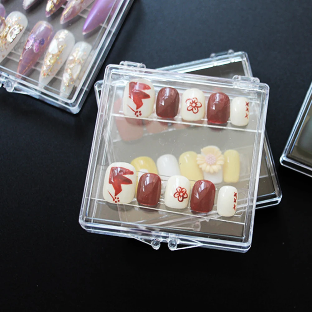 French Plastic Square Press on Nails Package Box - Clear & Black