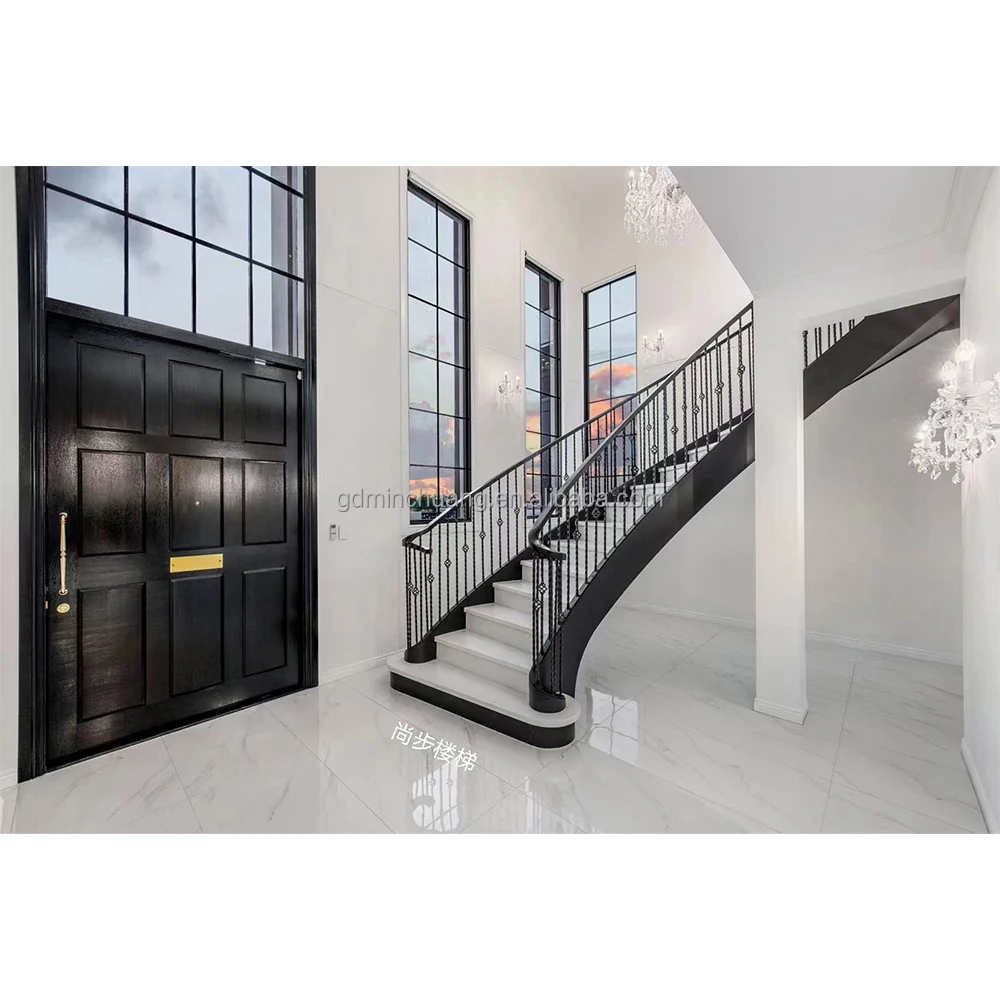 Mono Beam Staircase Interior Stairs Marble Tread & Glass Railing