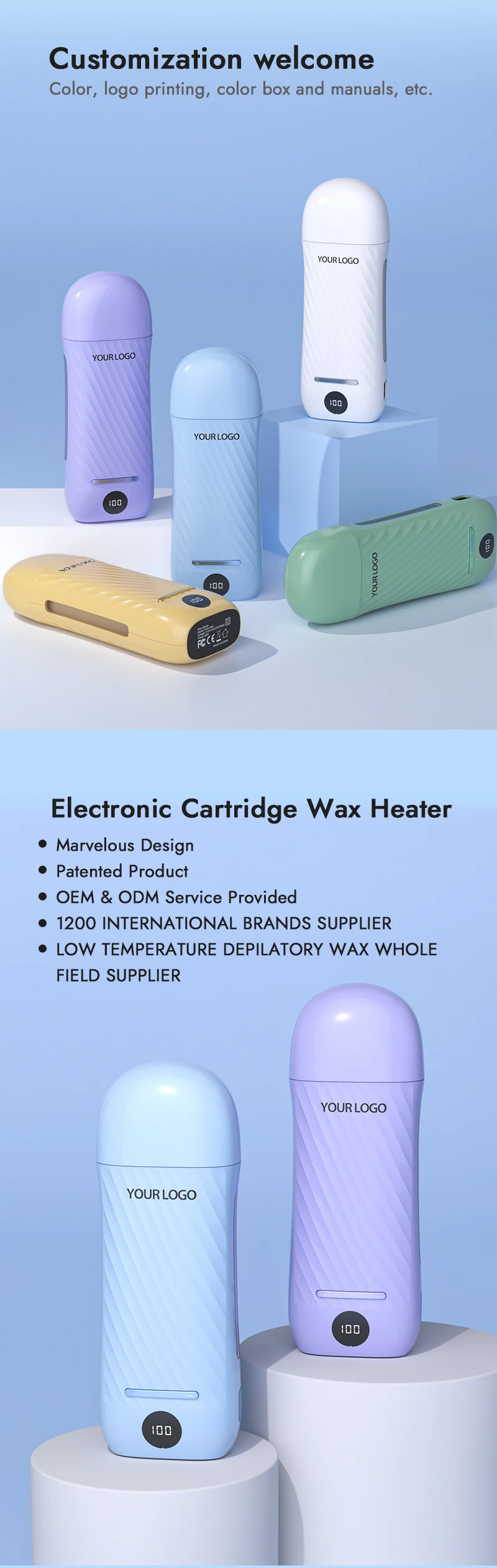 Customize Logo 100ml Digital Cartridge Roll on Wax Warmer Free Shipping ...