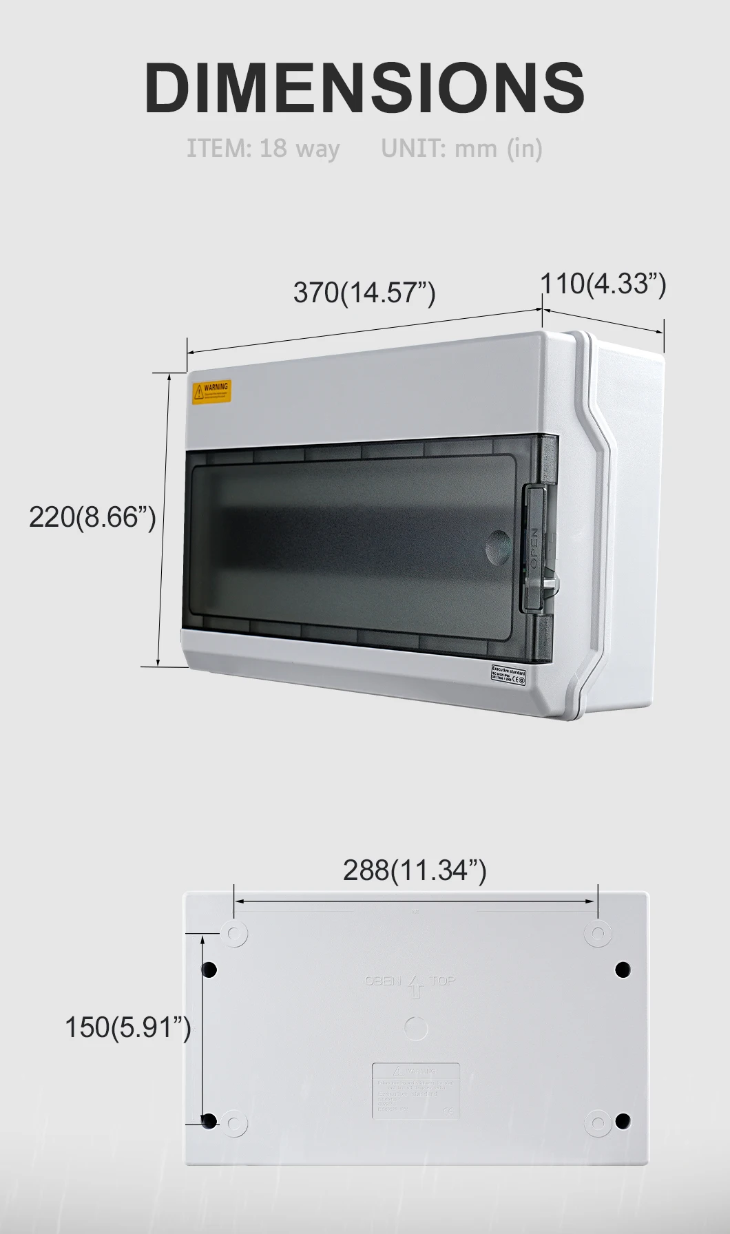 IP66 Waterproof Miniature Circuit Breaker - 18 Way DB Box
