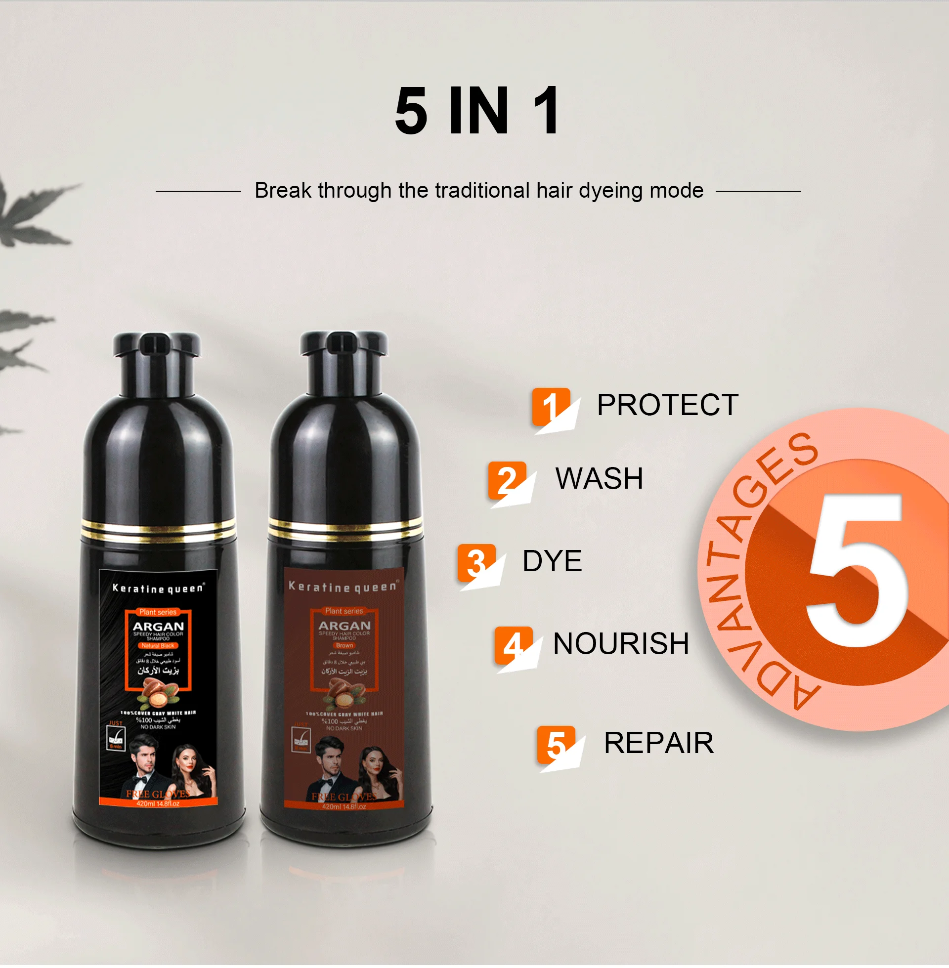 Private Label Argan Oil Speedy Hair Color Shampoo Black Hair Dye ...