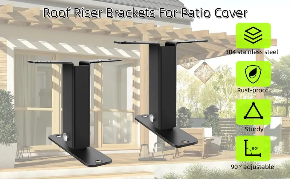 Patio Roof Riser Heavy Duty Adjustable Saddle Pergola Brackets Wood ...