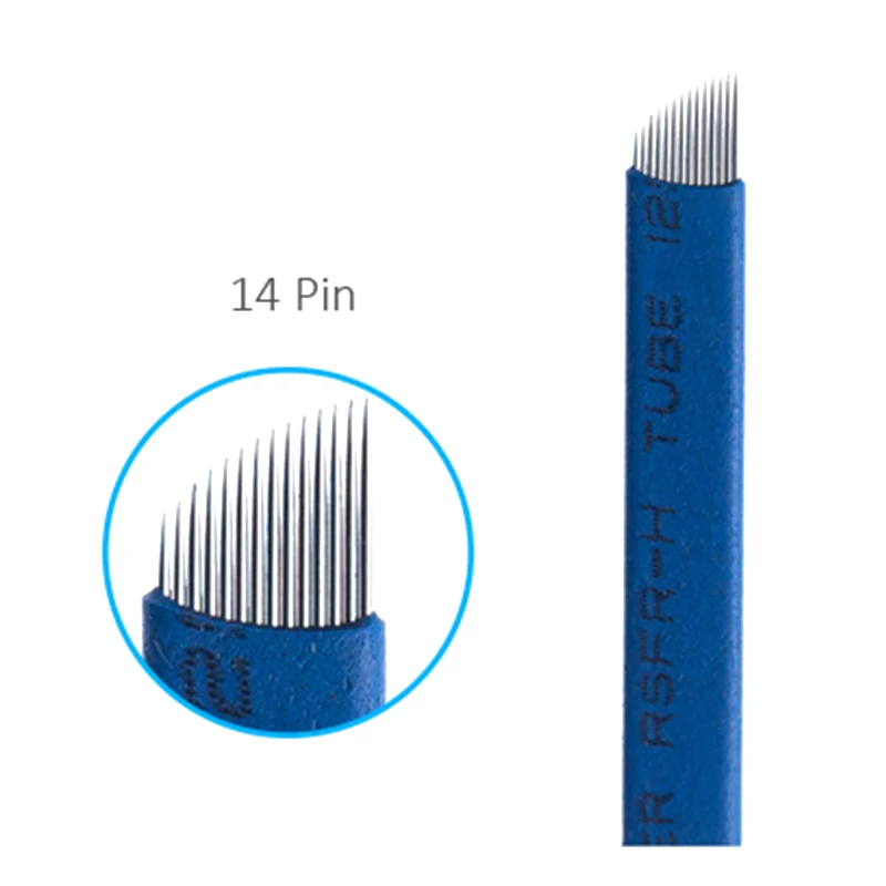 100pcs Blue 0.20mm Microblading Needles For Tattoo 7 9 11 12 14 17 ...
